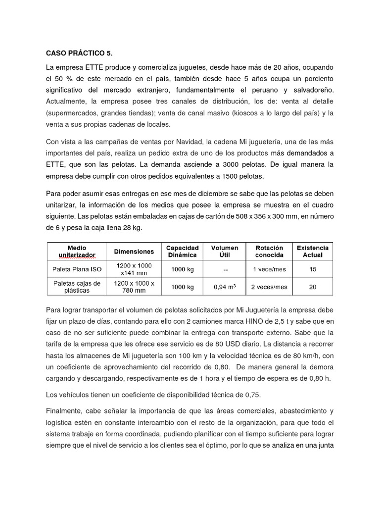 Caso Práctico 5 | Descargar gratis PDF | Business | Logística