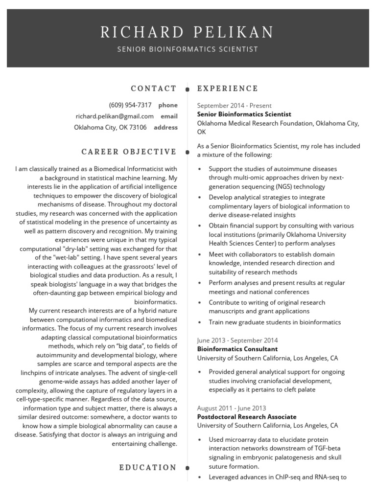 Richard Pelikan Resume 07272022 | PDF | Bioinformatics | Machine Learning