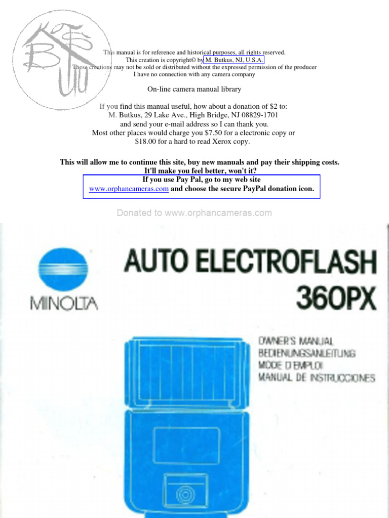 Minolta Auto 360px Flash | PDF