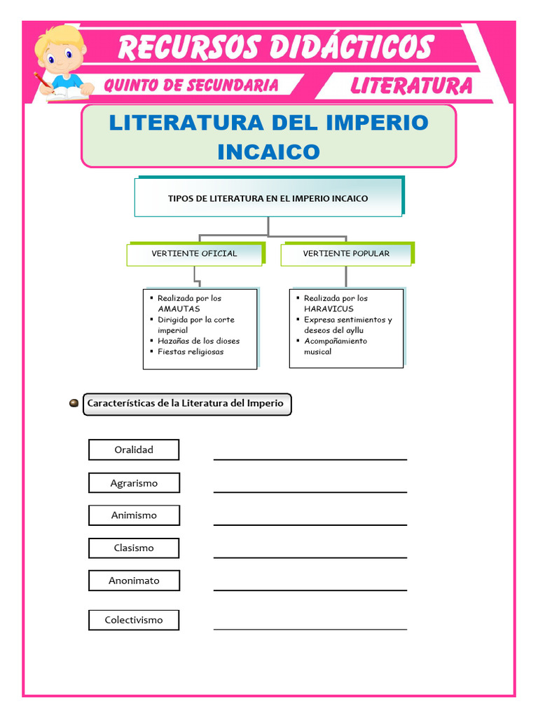 La Literatura Del Imperio Incaico para Quinto de Secundaria | PDF | Imperio Inca