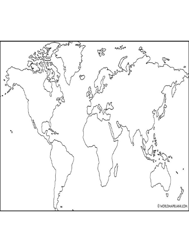 Blank Map of World Outline 02 A4 | PDF