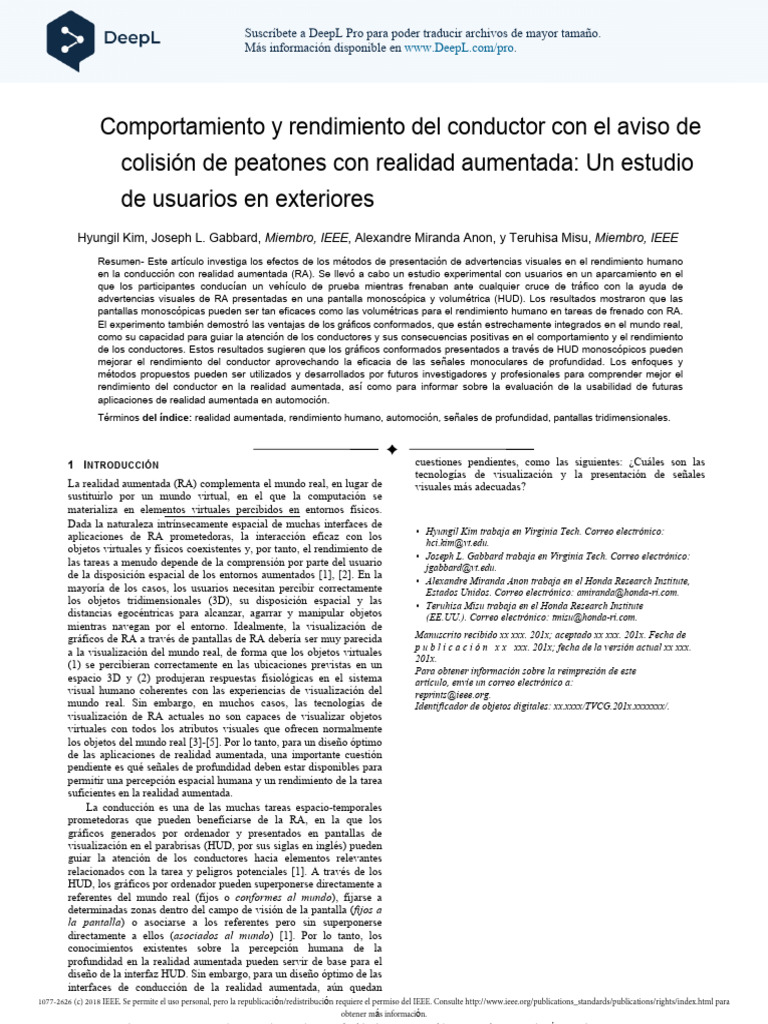 Kim 2018 Driver Behavior W Augmented Reality, Pedestrian Collision ...