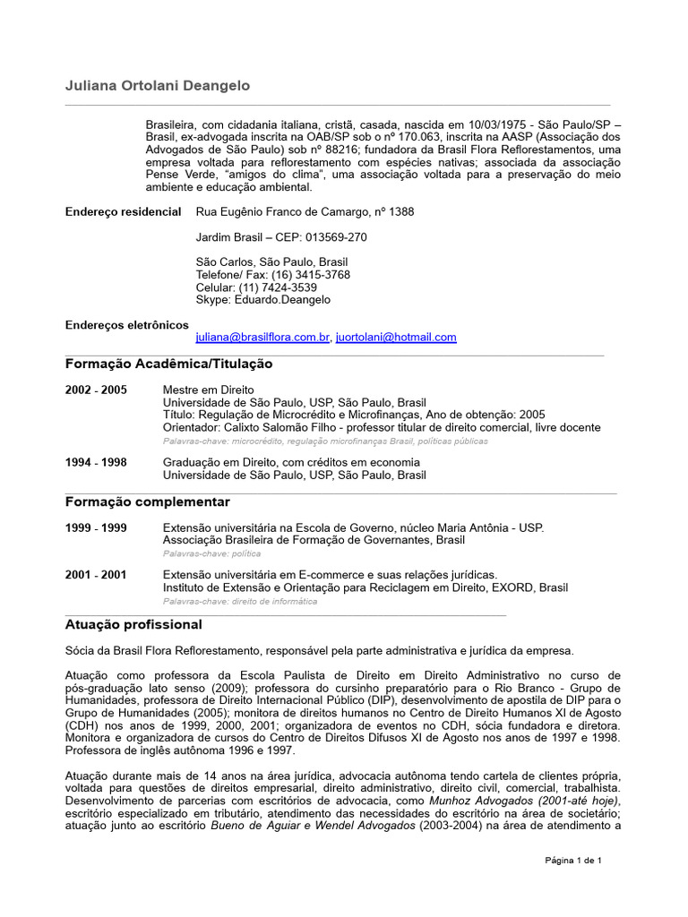 CV Academico | Download grátis PDF | Advogado | Brasil