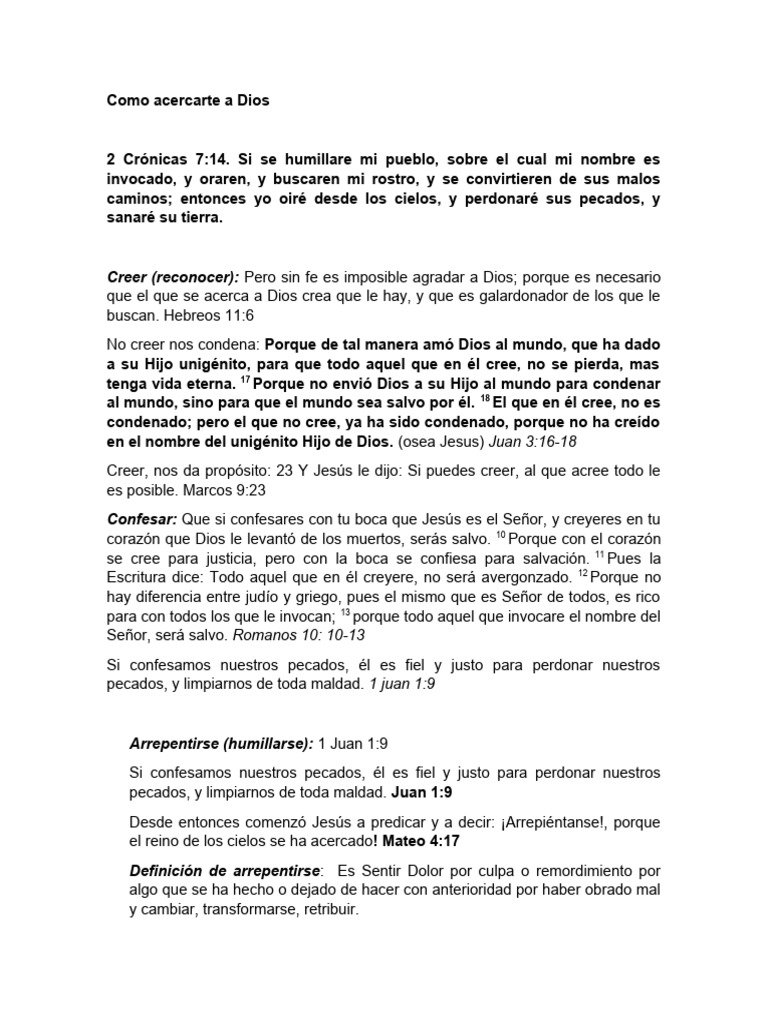 Cómo acercarte a Dios: Fe y Arrepentimiento | PDF | Pecado | Jesús