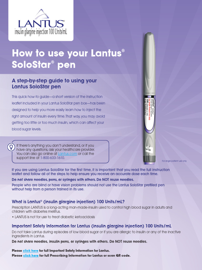 lantus-solostar-pen-guide | Download Free PDF | Hypoglycemia | Insulin