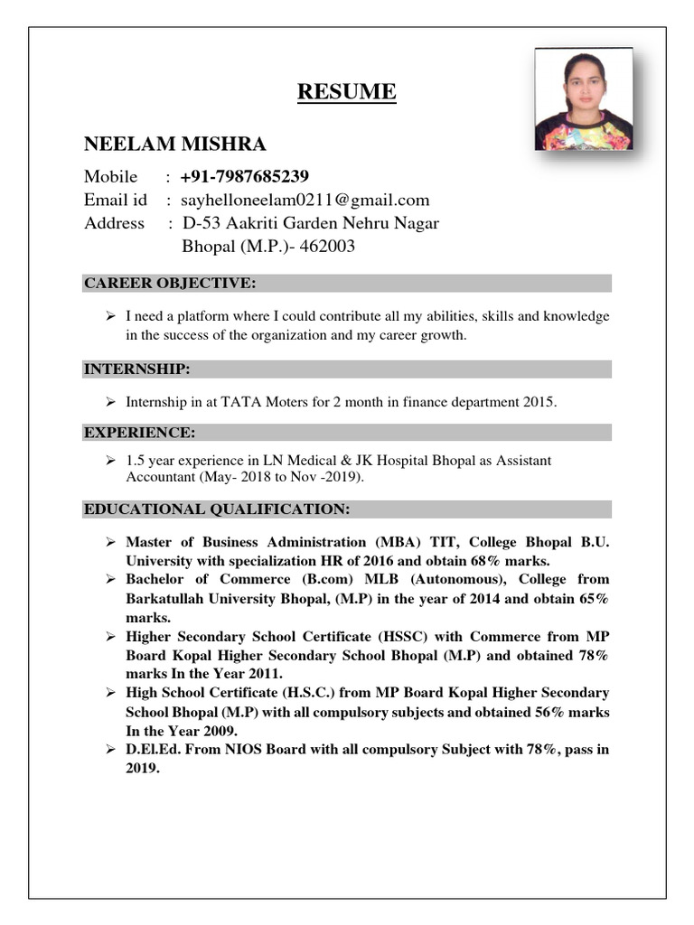Neelam Mishra Resume | PDF