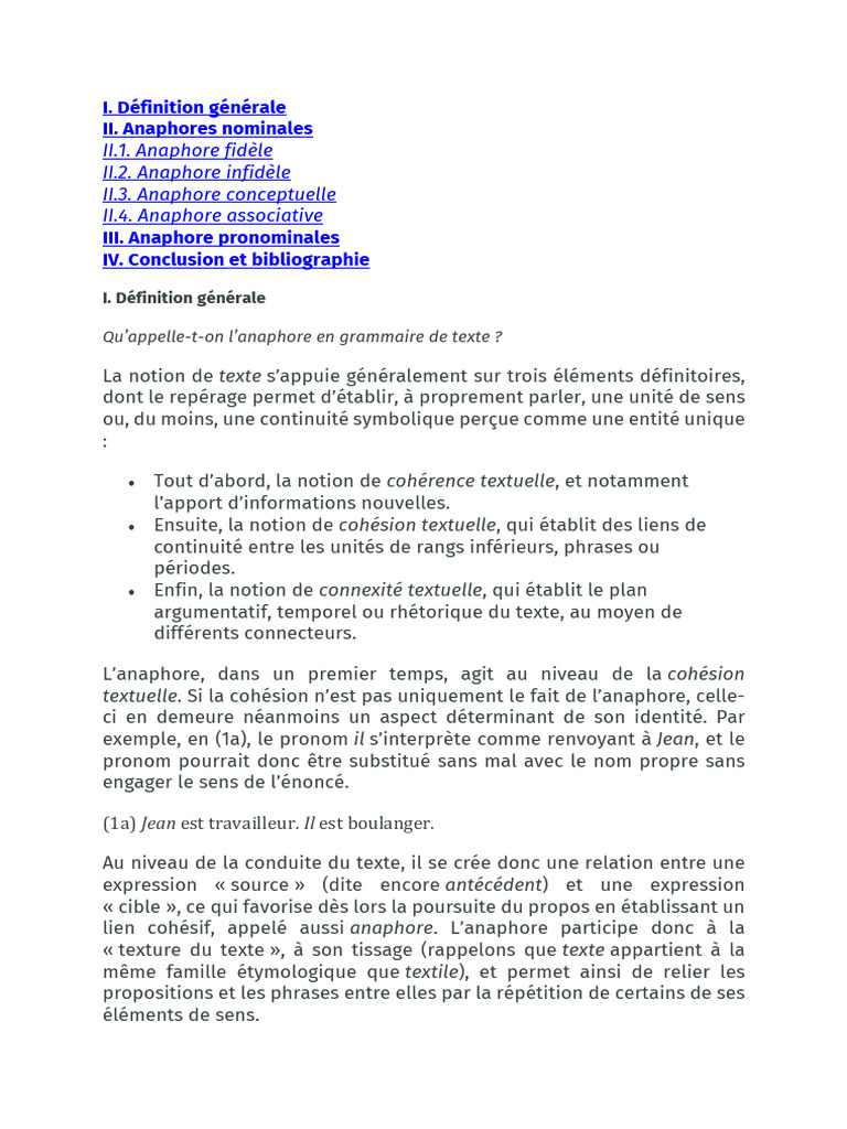Définition et types d'anaphores | PDF | Pronom | Nature (grammaire)