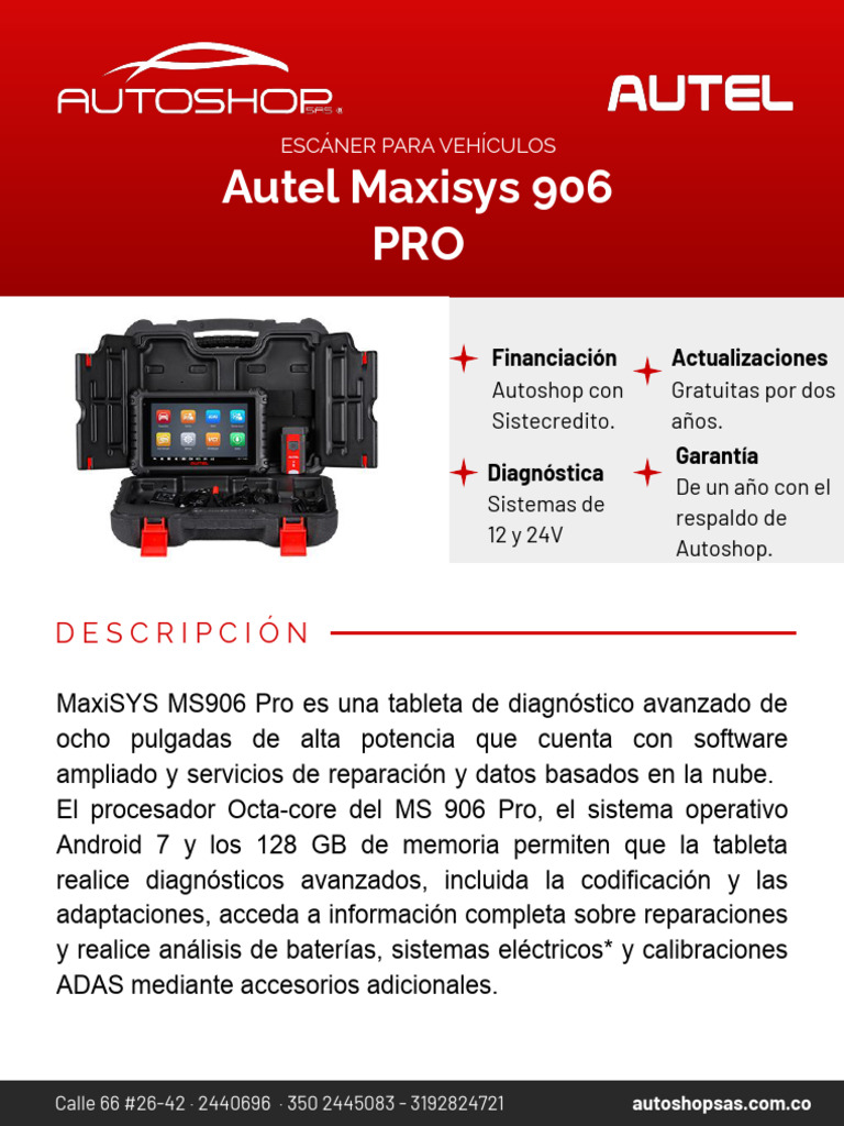 Autel Maxisys MS906 PRO | PDF | Tableta | Procesador Multi Core
