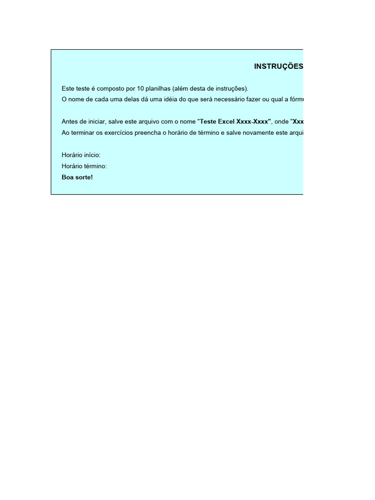 Teste Excel - Nível Intermediário | PDF | Business | Equipamento de ... Teste Excel - Nível Intermediário | PDF | Business | Equipamento de ...