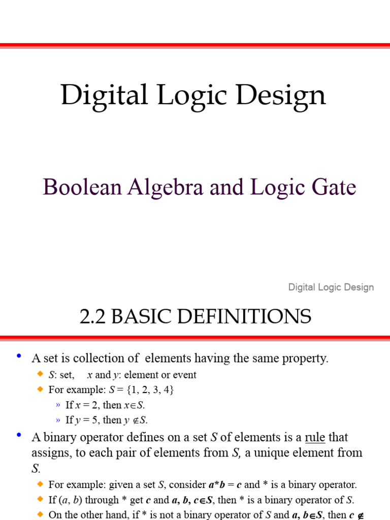 Boolean Algebra & Basic Definition | PDF | Boolean Algebra | Teaching Mathematics