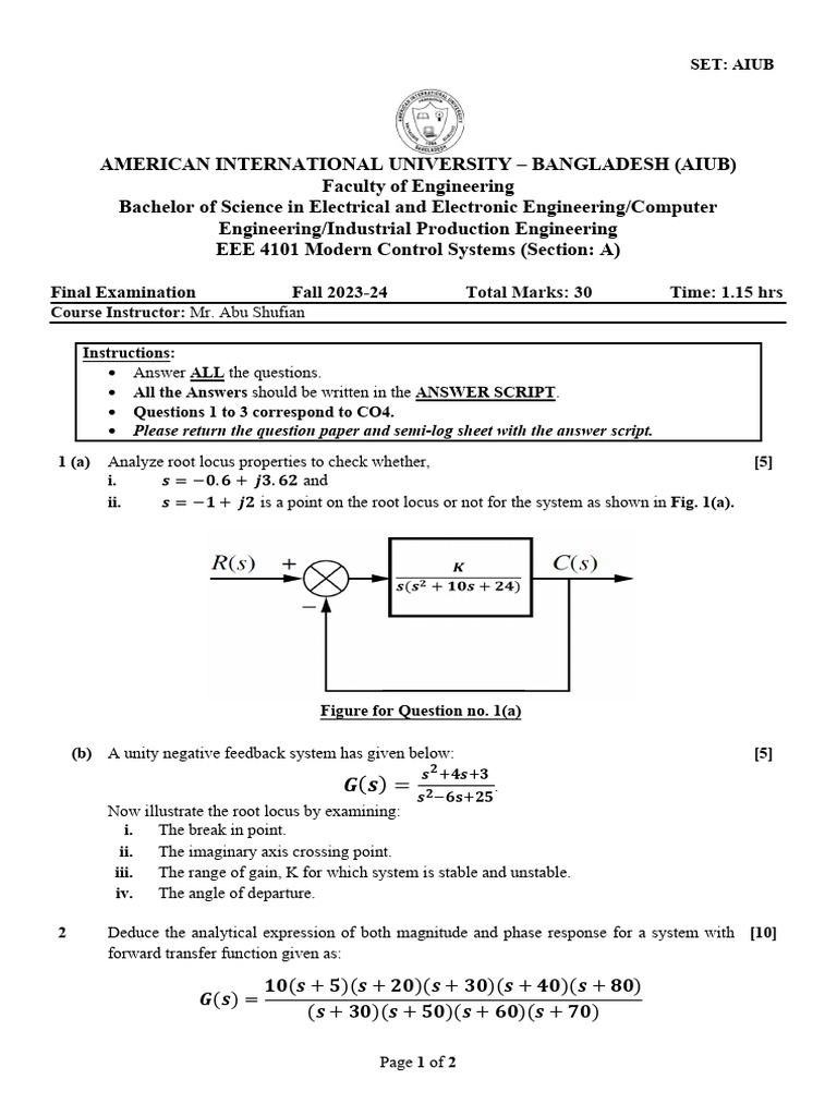 MCS Final Fall 23 24 Section A | PDF | Applied Mathematics | Computer Engineering