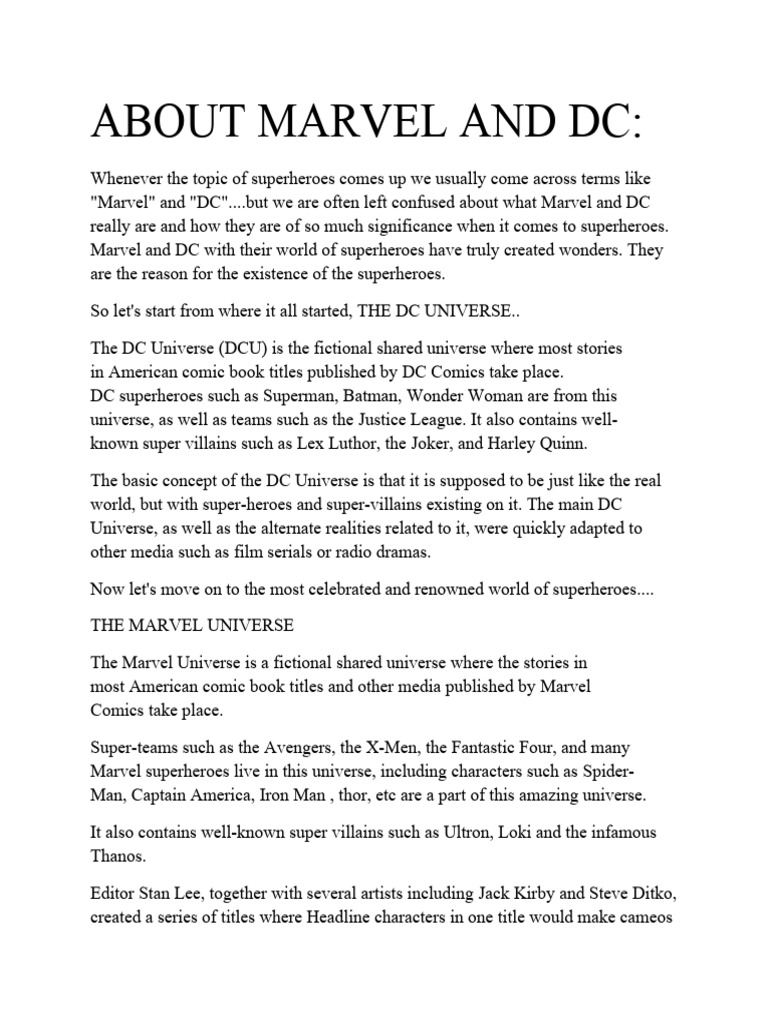 MARVEL AND DC assembly | PDF | Marvel Comics | Superheroes