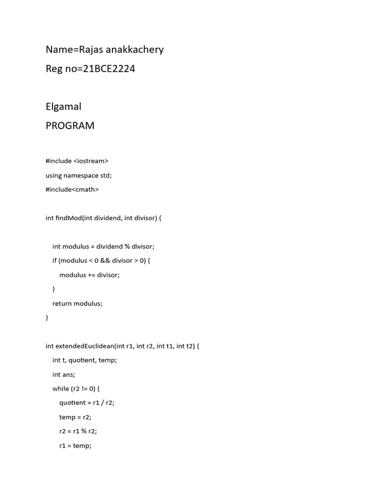 Elgamal Encryption C++ Implementation | PDF | Teaching Methods ...