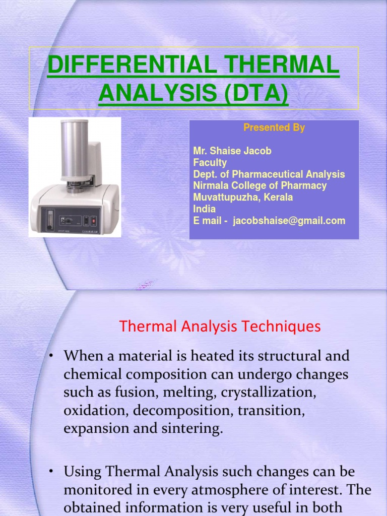 Differential Thermal Analysis (Dta) | PDF | Thermal Analysis | Differential Scanning Calorimetry