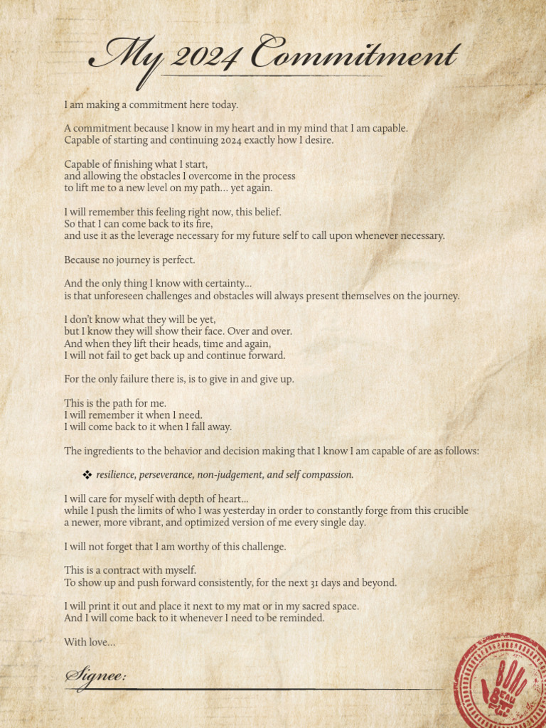 My 2024 Commitment - Boho Beautiful | PDF