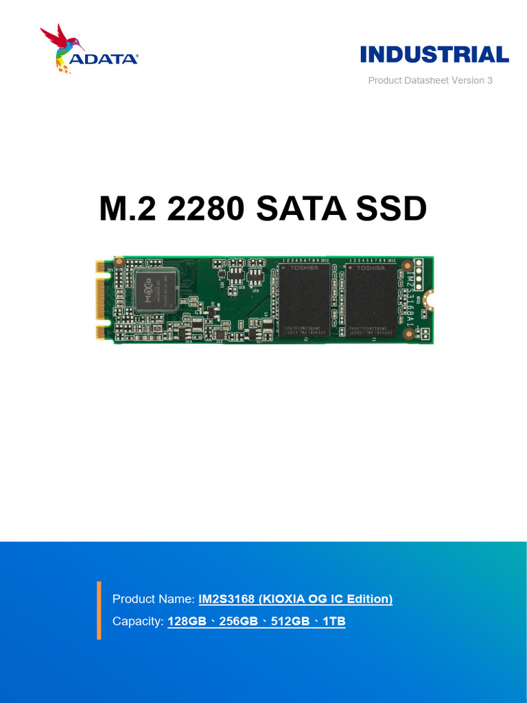 08 ADATA Industrial - IM2S3168 - KIOXIA - M.2 2280 SSD - Datasheet ...