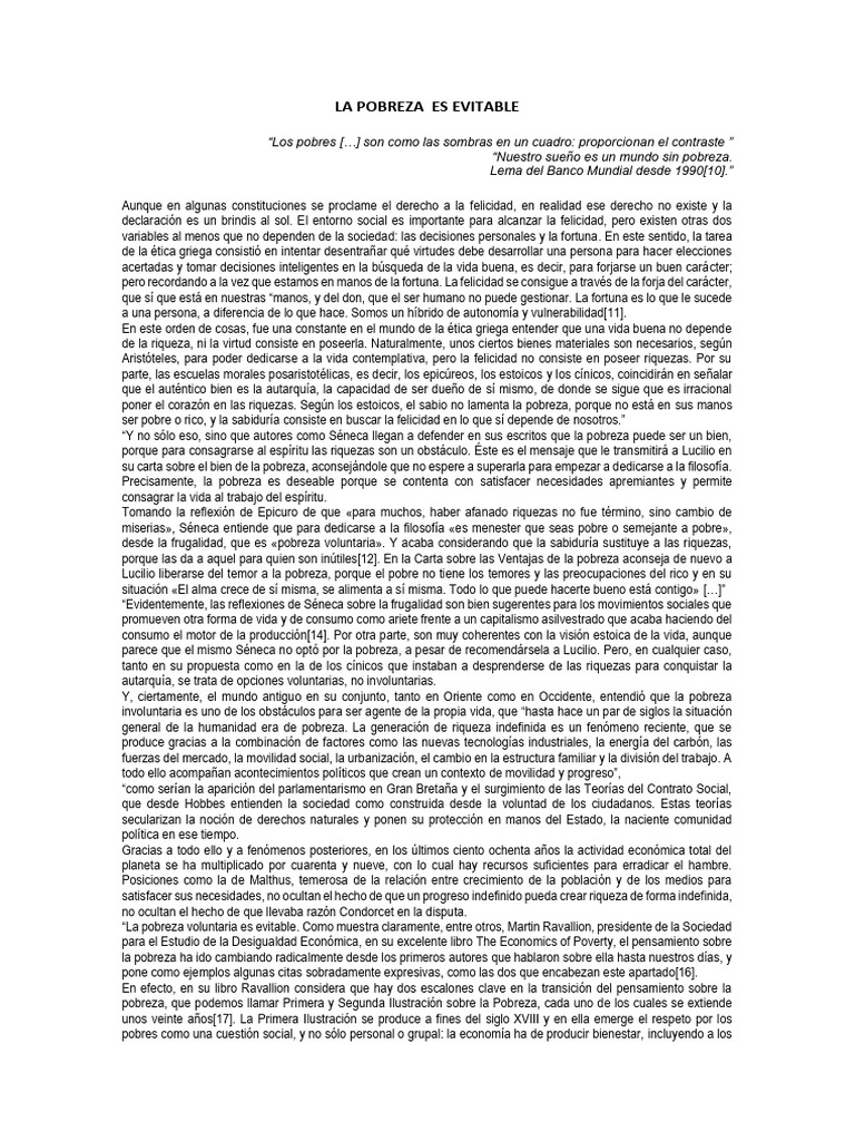 La Pobreza Es Evitable Pdf Pobreza Pobreza E Indigencia