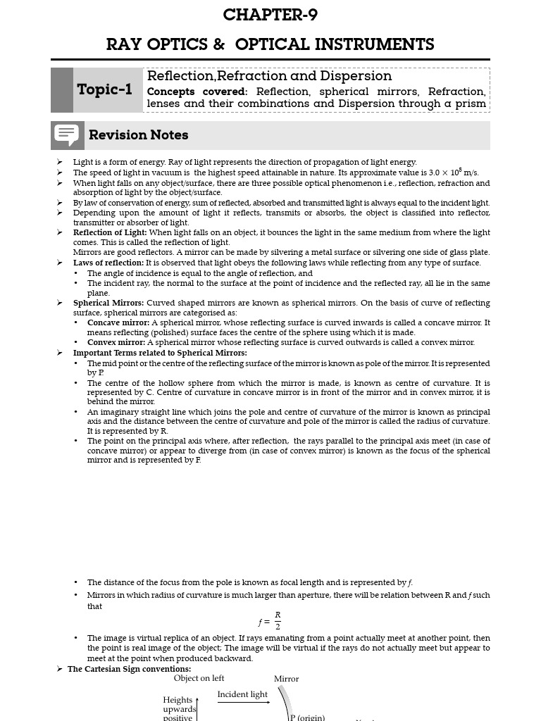Ray Optics Optical Instruments | PDF | Mirror | Optics
