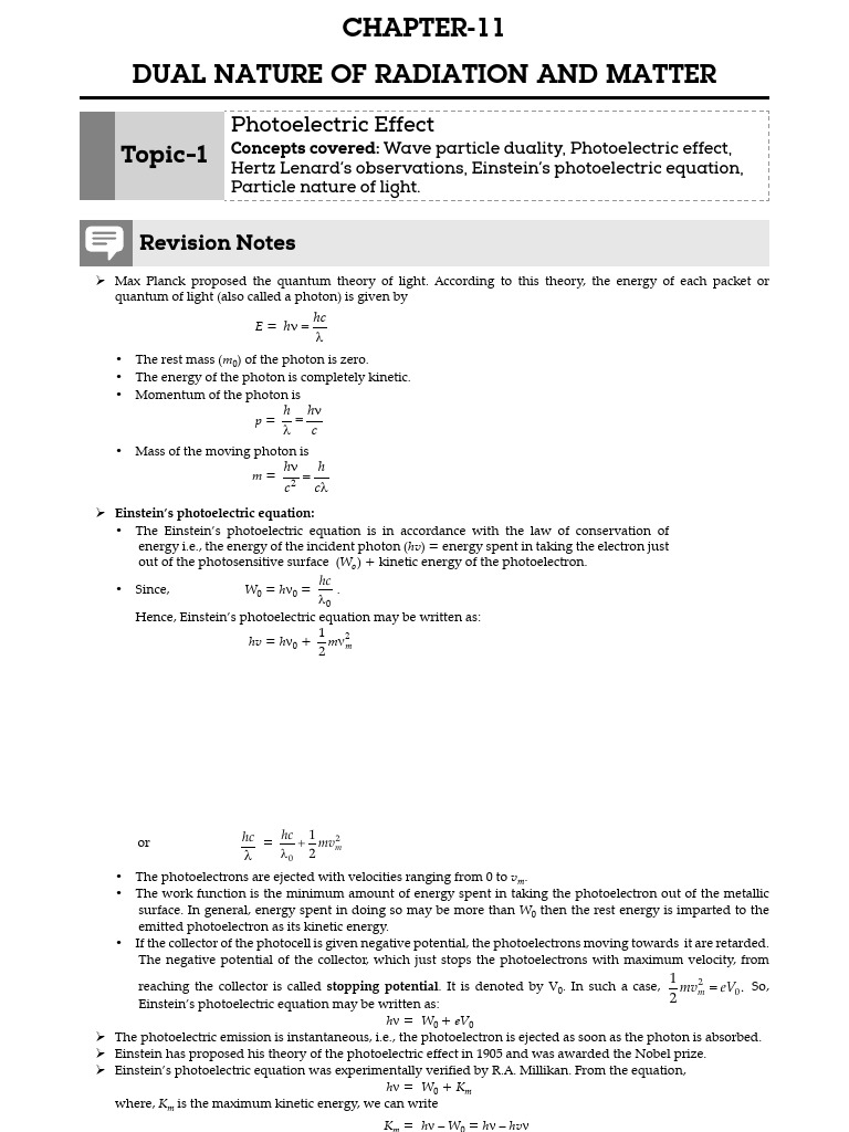 Dual Nature of Radiation Matter | PDF | Photoelectric Effect | Photon