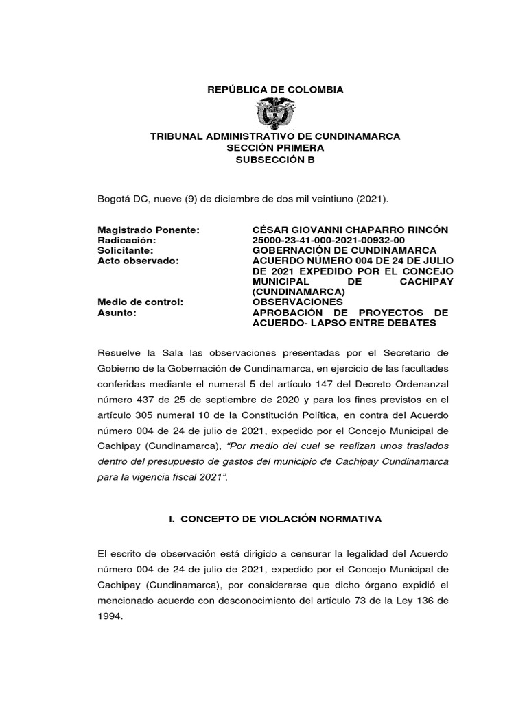 Obser - 25000-23-41-000-2021-00932-00 Aprobacion de Proyectos de ...