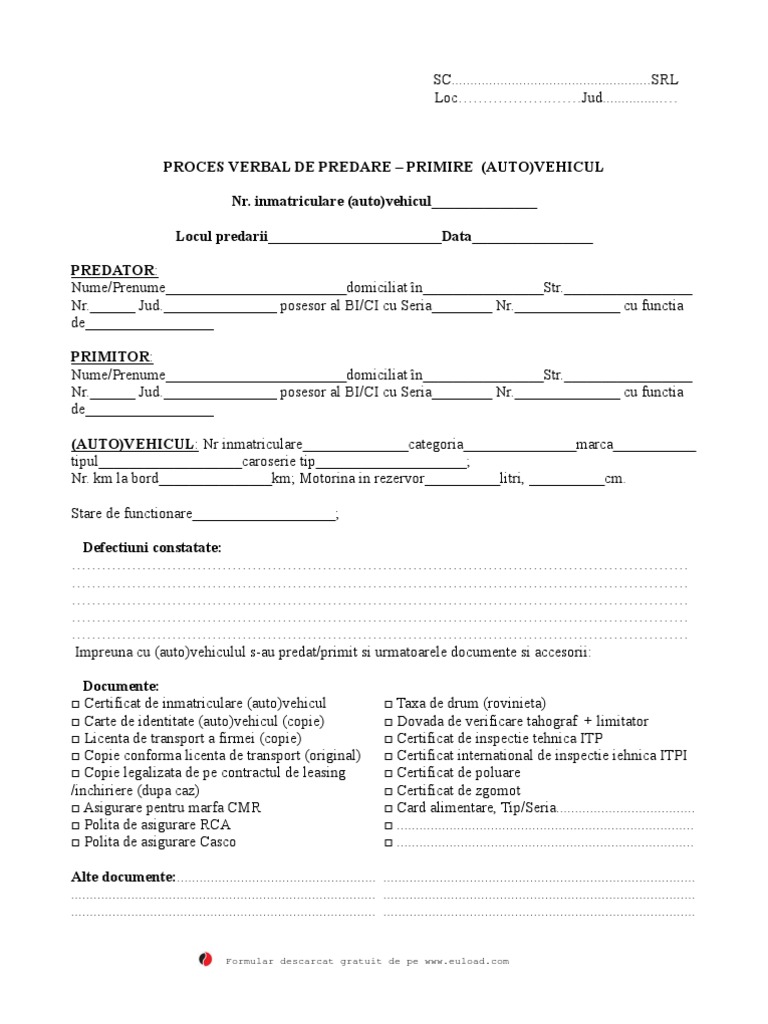 Proces verbal de verificare gestionara