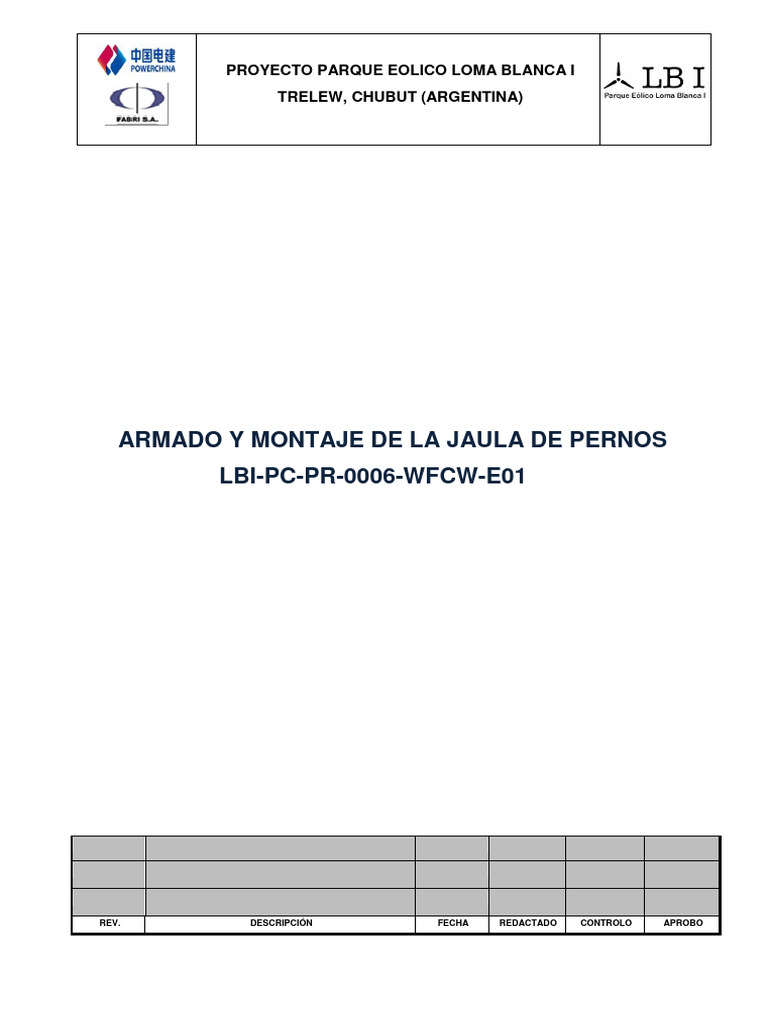 LBI-PC-PR-0006-WFCW-E01 - Procedimiento de ARMADO Y MONTAJE DE JAULA DE ...