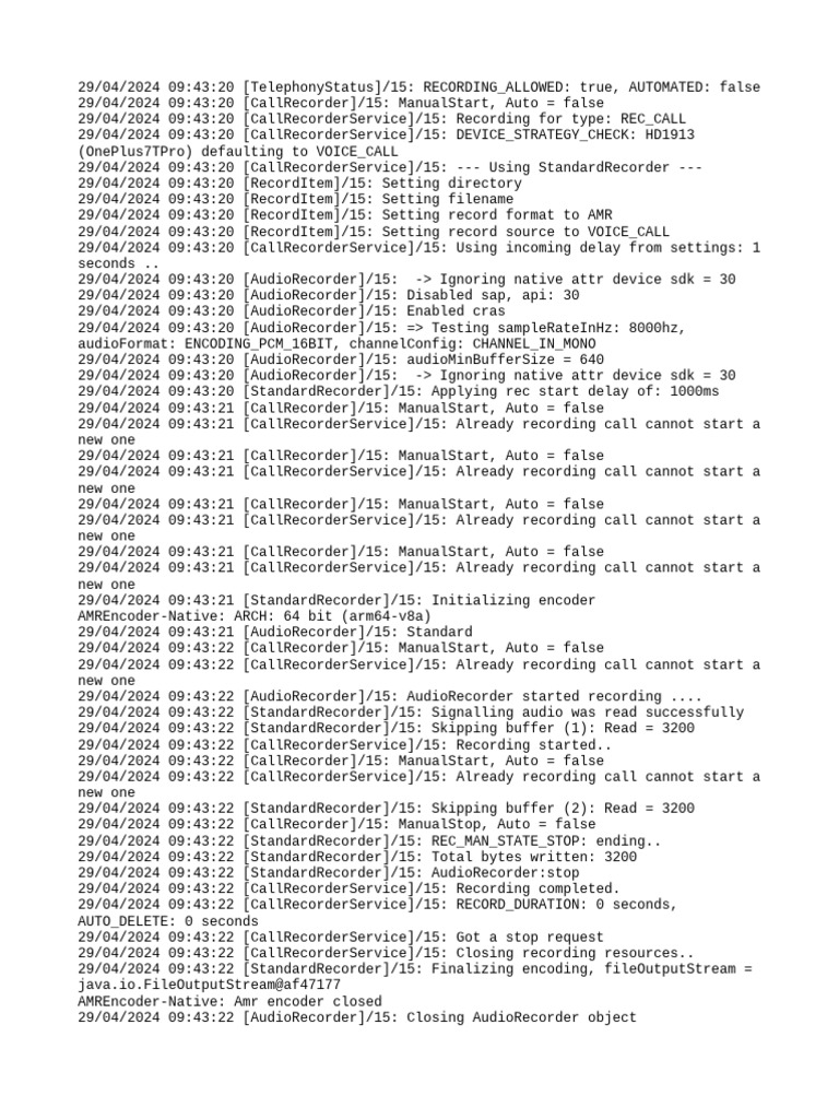 CallRecord Log | Download Free PDF | Bit | Software