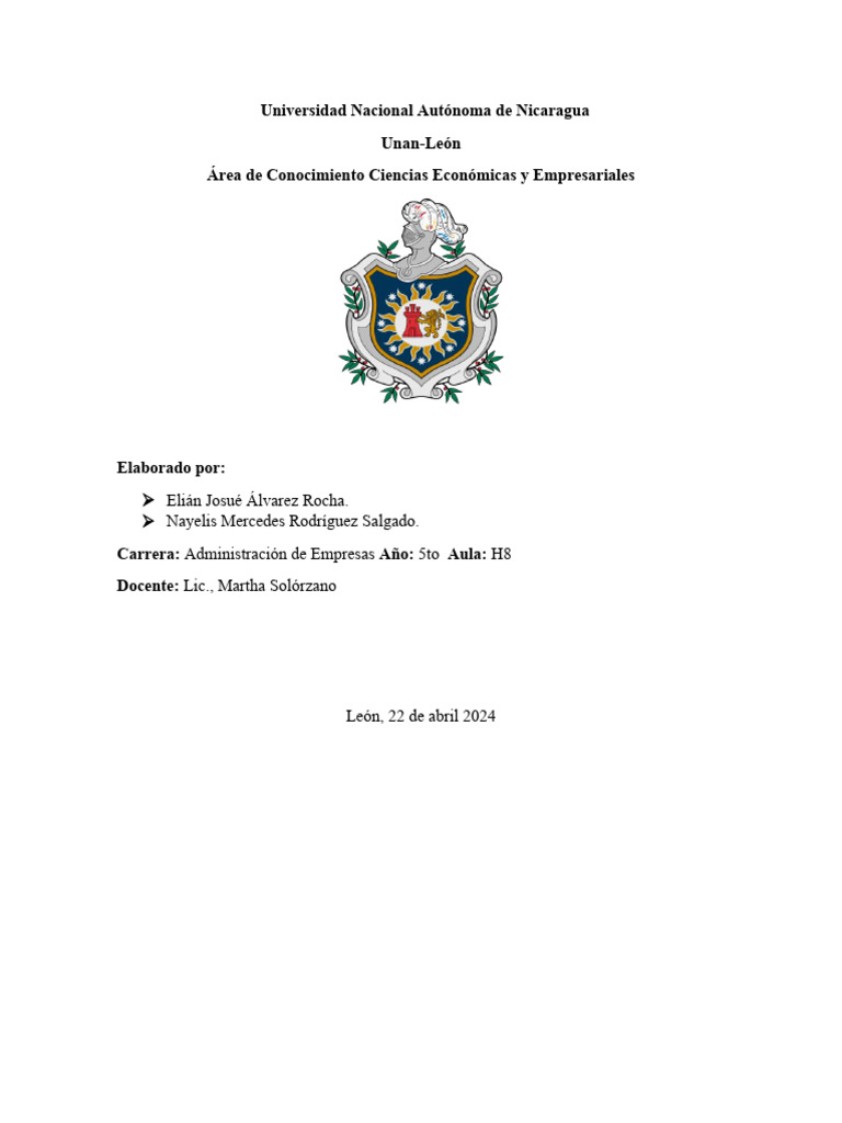 Universidad Nacional Autónoma de Nicaragua Unan-León Área de ...