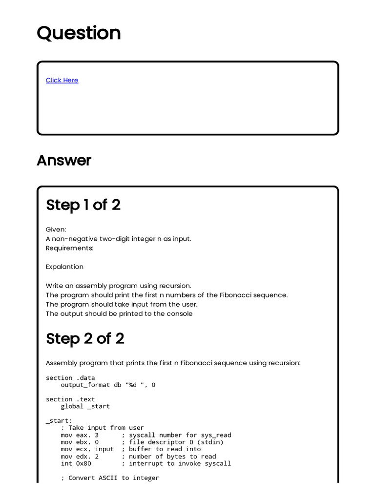Answer Step 1 of 2: Click Here | PDF | Recursion | Software Engineering