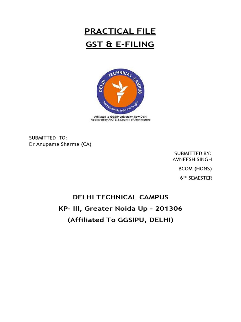 Gst and E-filing Project Avneesh | PDF | Economies | Business