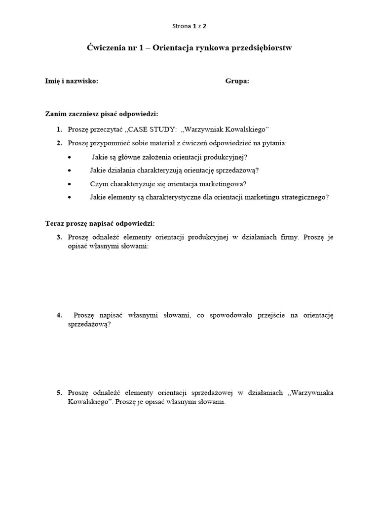 Karta zadań cwiczenia nr 1 | PDF