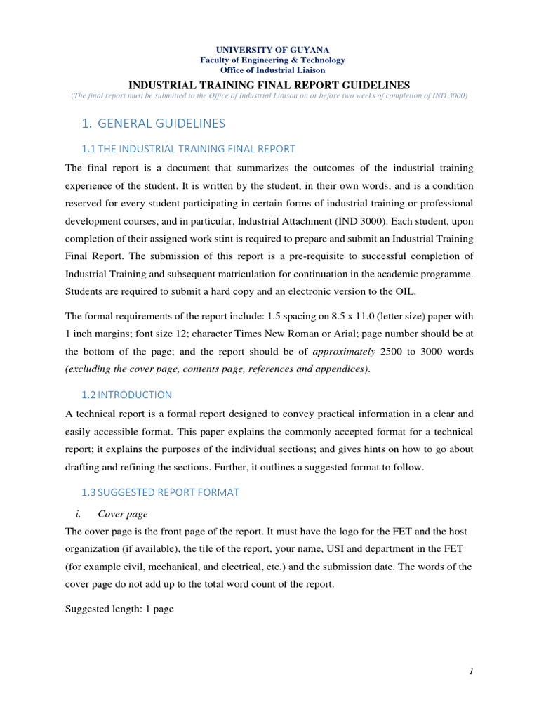 5 Industrial Training Final Report Guidelines | PDF | Deductive ...