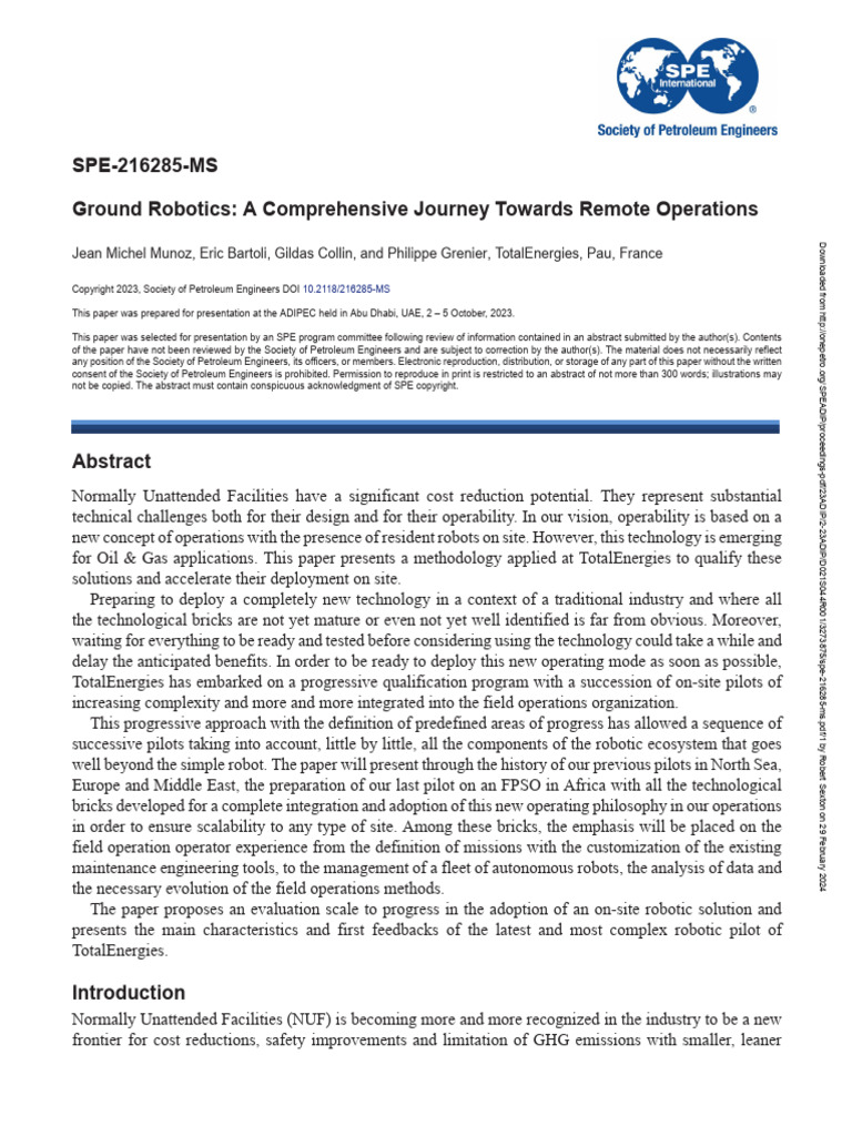 SPE-216285-ME - Ground Robotics - A Comprehensive Journey Towards ...