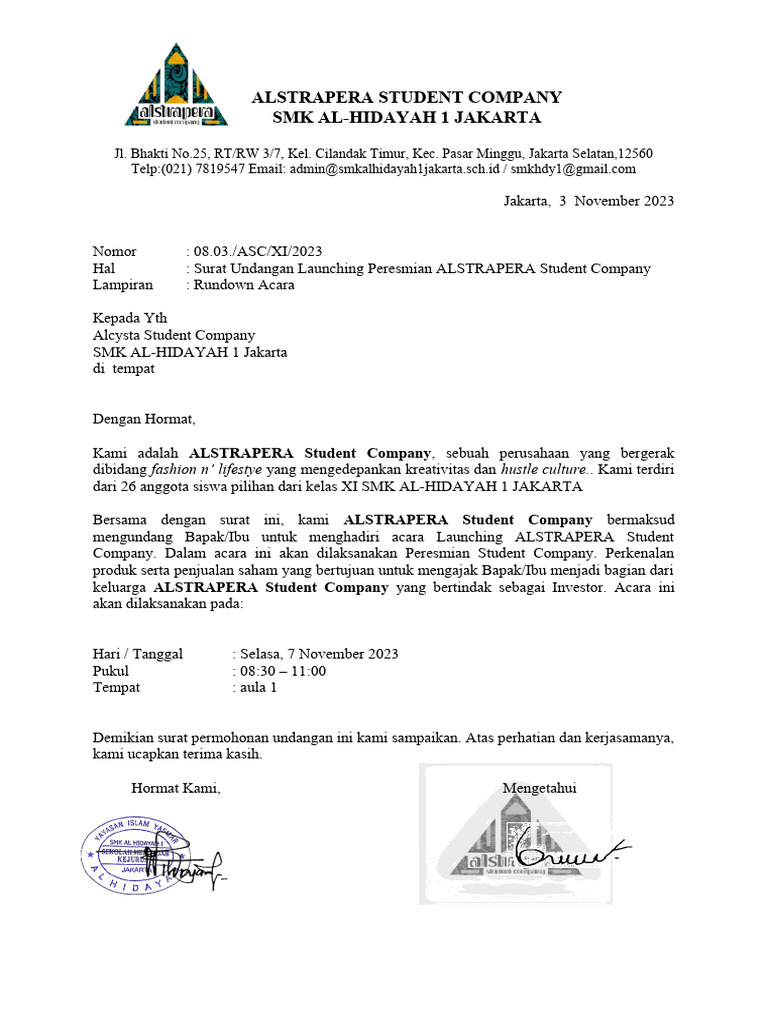 Surat Undangan Senior SC | PDF