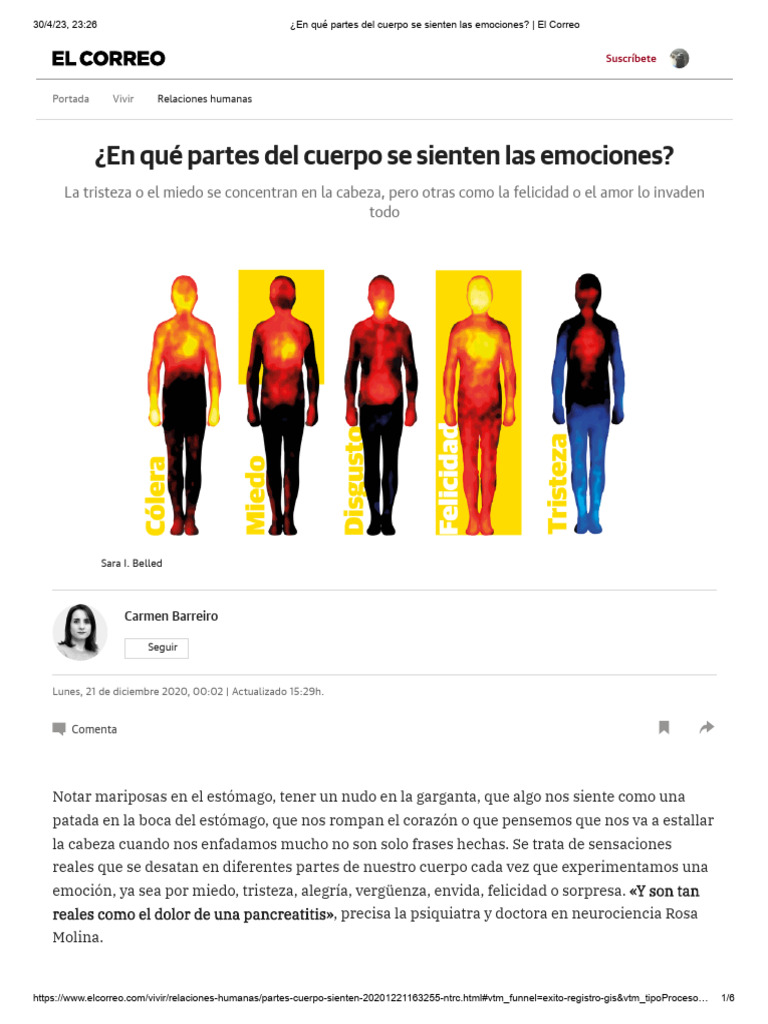 ¿En Qué Partes Del Cuerpo Se Sienten Las Emociones - El Correo | PDF ...