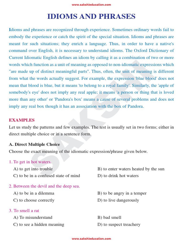 Idioms Phrases | PDF | Idiom
