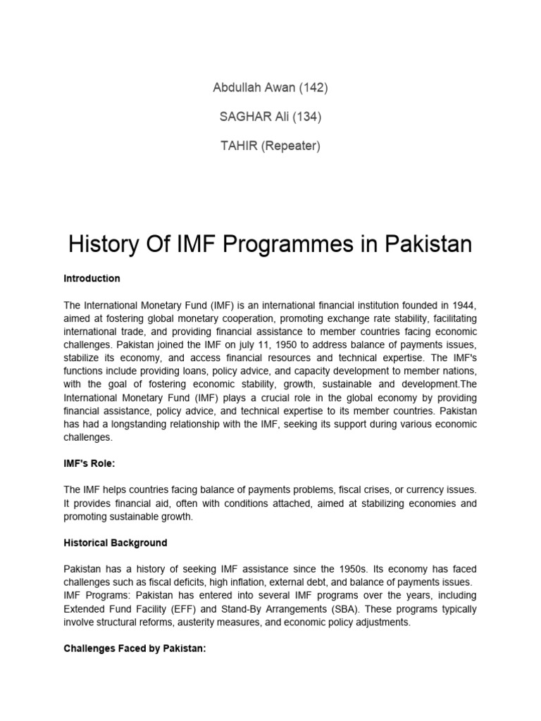 HISTORY of IMF Programmes | PDF | International Monetary Fund ...