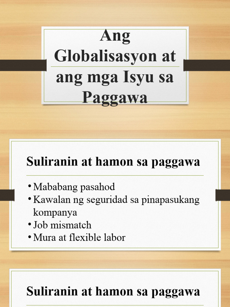 Ang Globalisasyon at Ang Mga Isyu Sa Paggawa | PDF