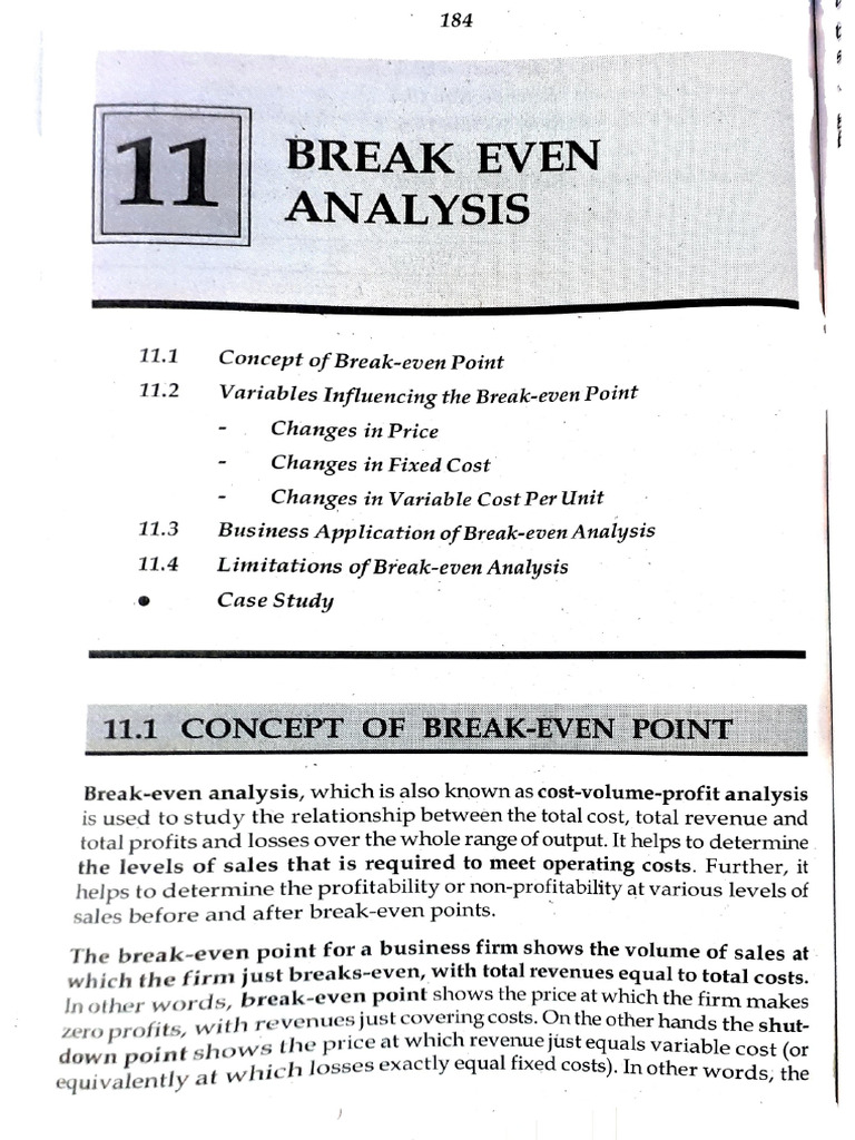 EAK EVEN ANALYSIS - PDF - Economics - Notes - Teachmint | PDF