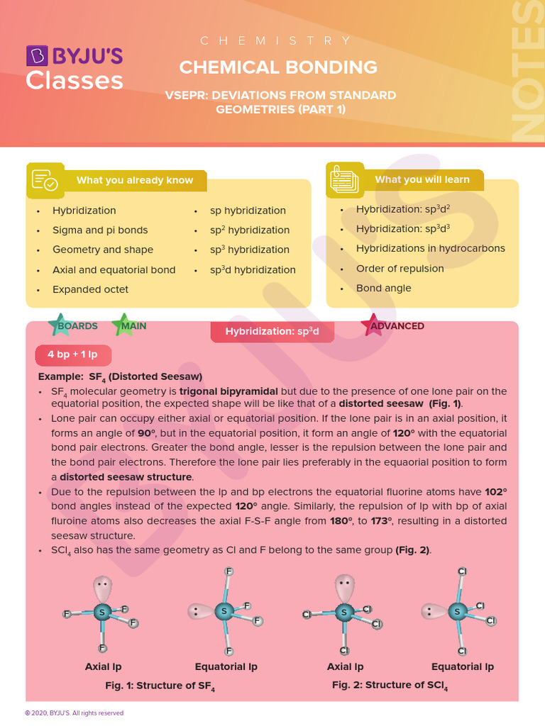 Chemical Bonding: Vsepr: Deviations From Standard Geometries (Part 1 ...