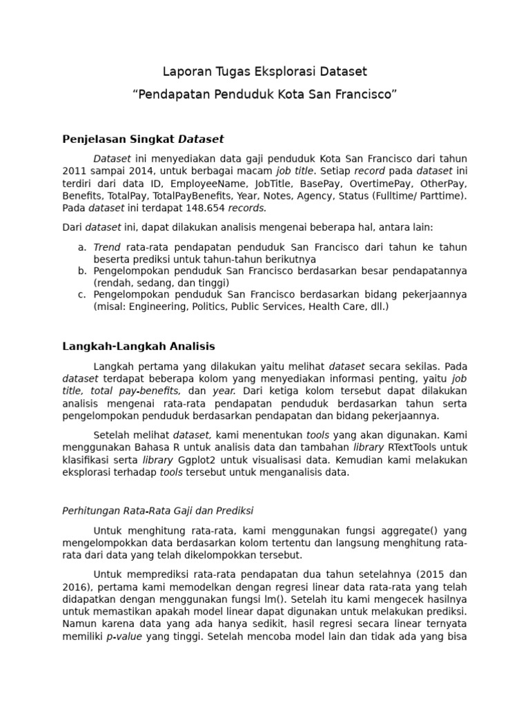 Laporan Tugas Eksplorasi Dataset | PDF