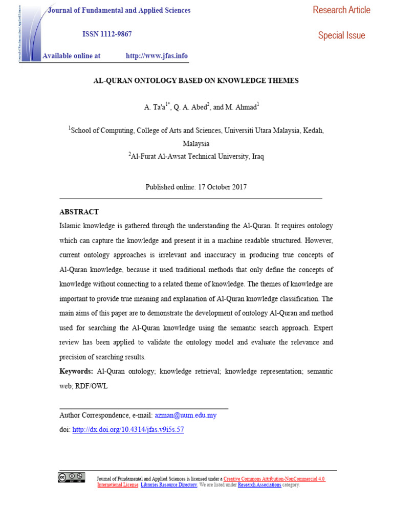 Al Quran Ontology Based On Knowledge Themes | PDF | Ontology ...