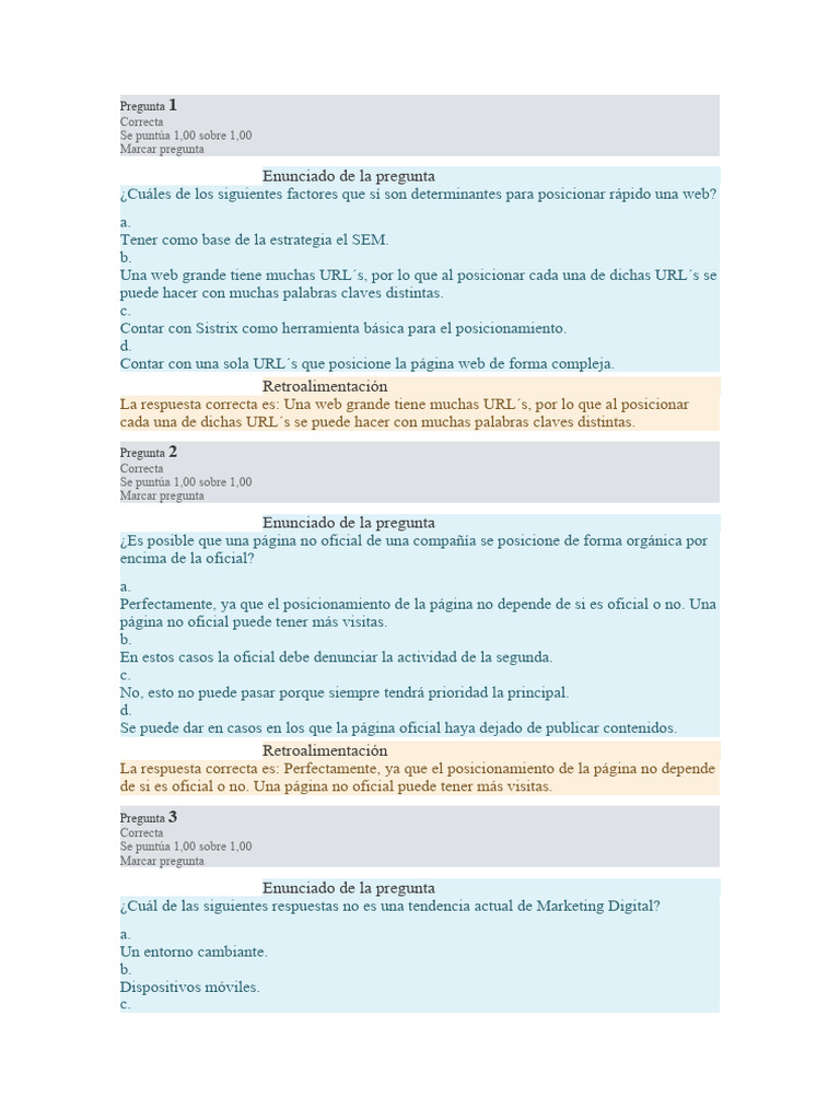 Cuestionario Final | PDF | Posicionamiento en buscadores | Publicidad ...