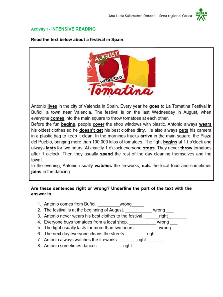 Activity 1 - Reading - present | PDF