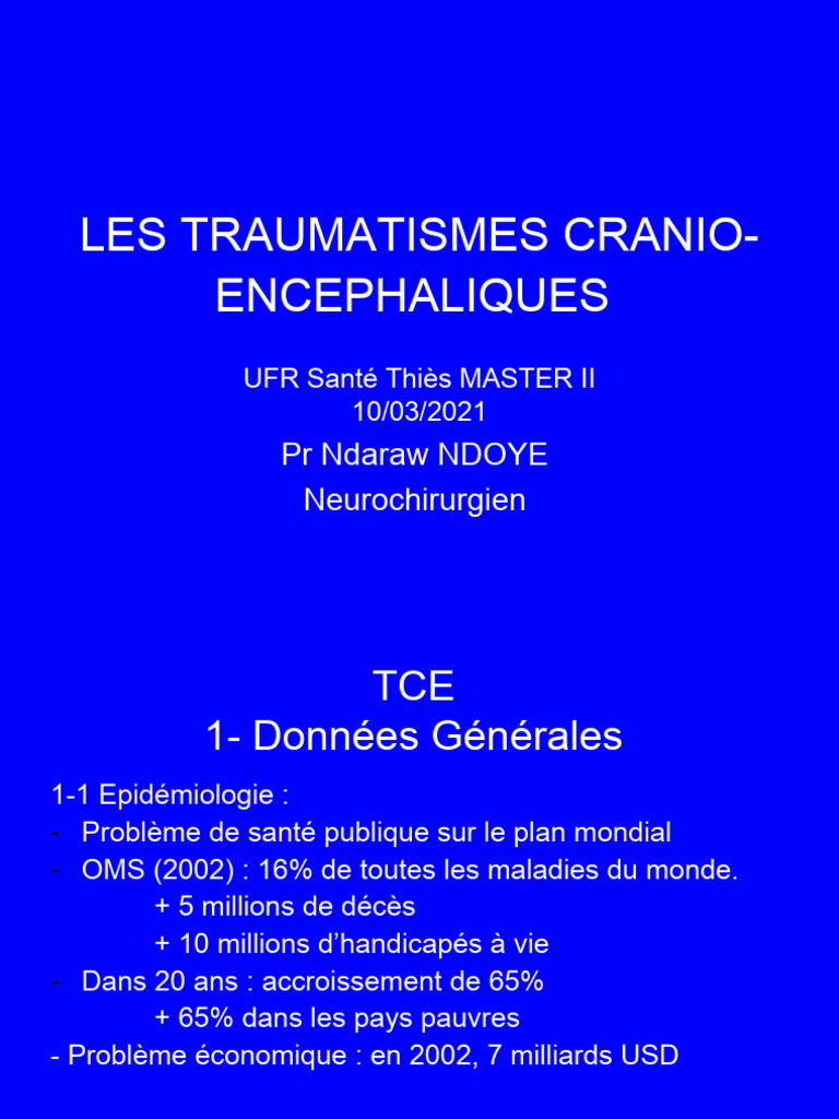6 - Traumatismes Cranio-Encéphaliques | PDF | Coma | Traumatisme crânien