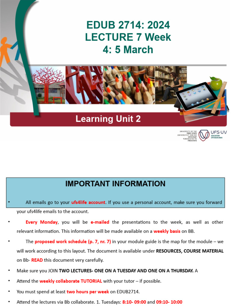 EDUB2714 - Week 4 (5 mARCH 2024) | PDF | Curriculum | Methodology