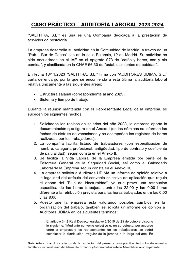 Caso Práctico Aec2 | PDF | Tiempo de trabajo | Ética de negocios
