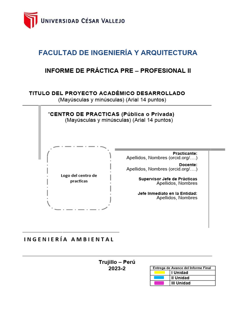 Estructura Informe PRACTICA PREPROFESIONAL TERMINAL II | PDF