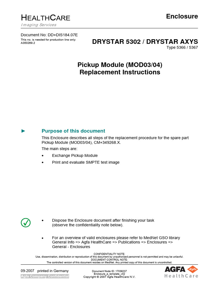 Enclosure - Drystar 5302 Axys - Pickup Module | PDF | Technology ...