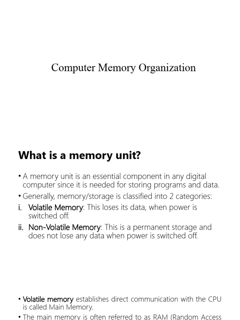 Computer Memory Organization | PDF | Computer Data Storage | Random ... Computer Memory Organization | PDF | Computer Data Storage | Random ...